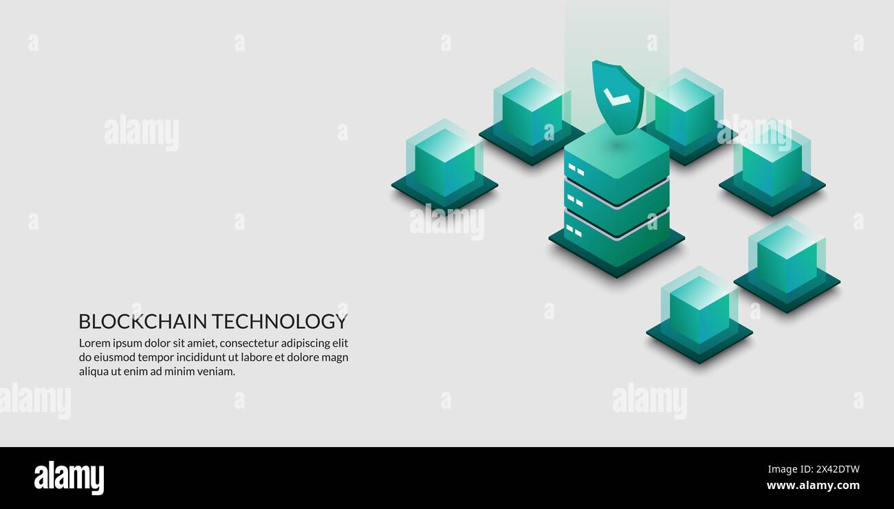 Blockchain technology concept, security data cryptography background ...