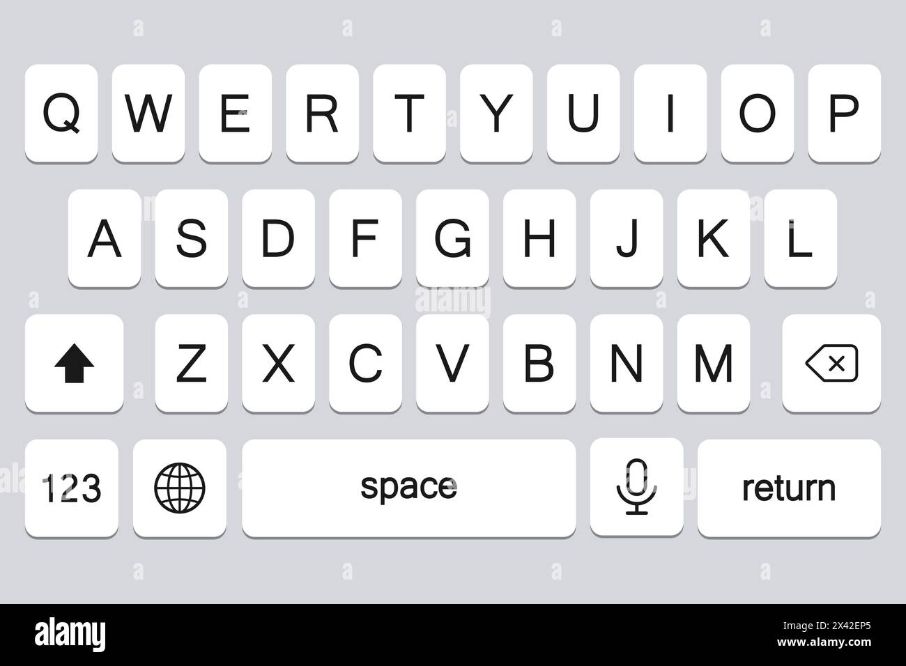 Keyboard for smartphone in gray. Vector illustration Stock Vector Image ...