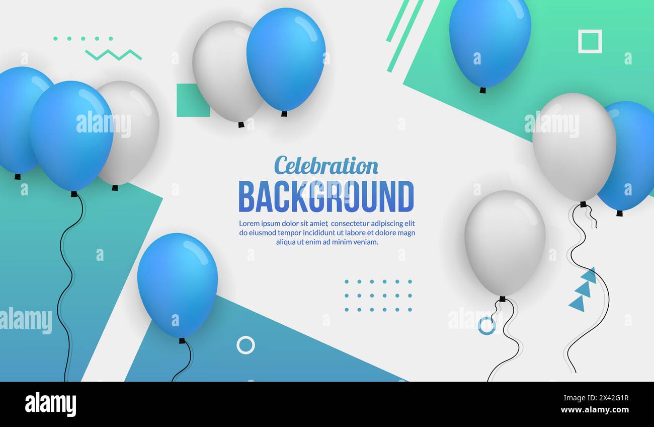 Blue ballon celebration background for birhtday party, graduation ...