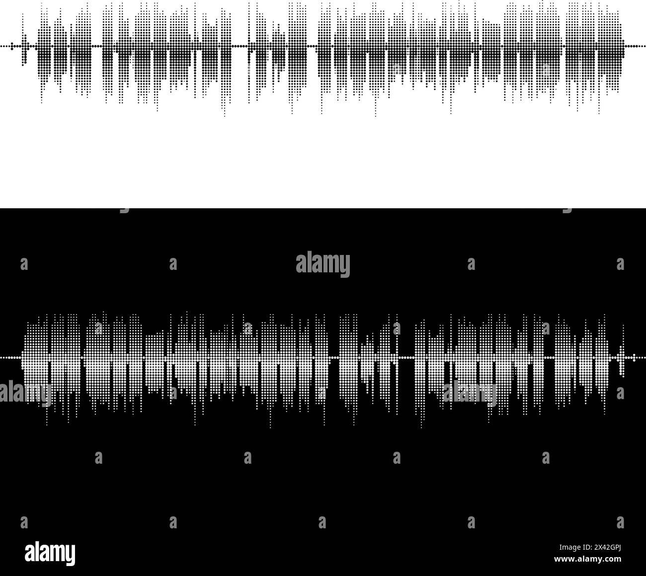 Halftone square vector elements.Vector sound waves. Music round ...