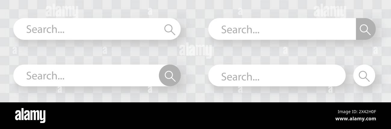 Search bar, set of search boxes with shadow on transparent background ...