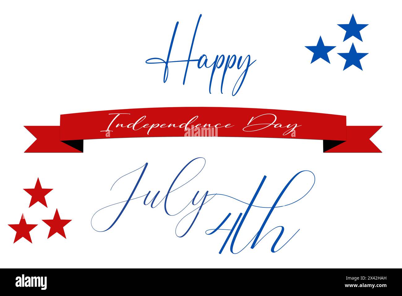 Isolated Fourth of July Background. Happy July 4th banner ribbon to ...
