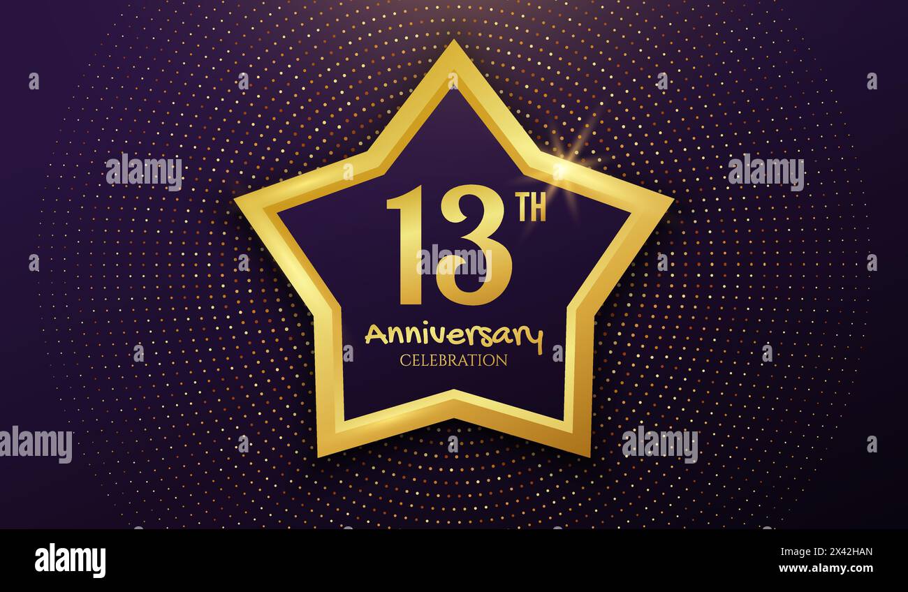 Golden 13th years anniversary celebration background Stock Vector Image ...