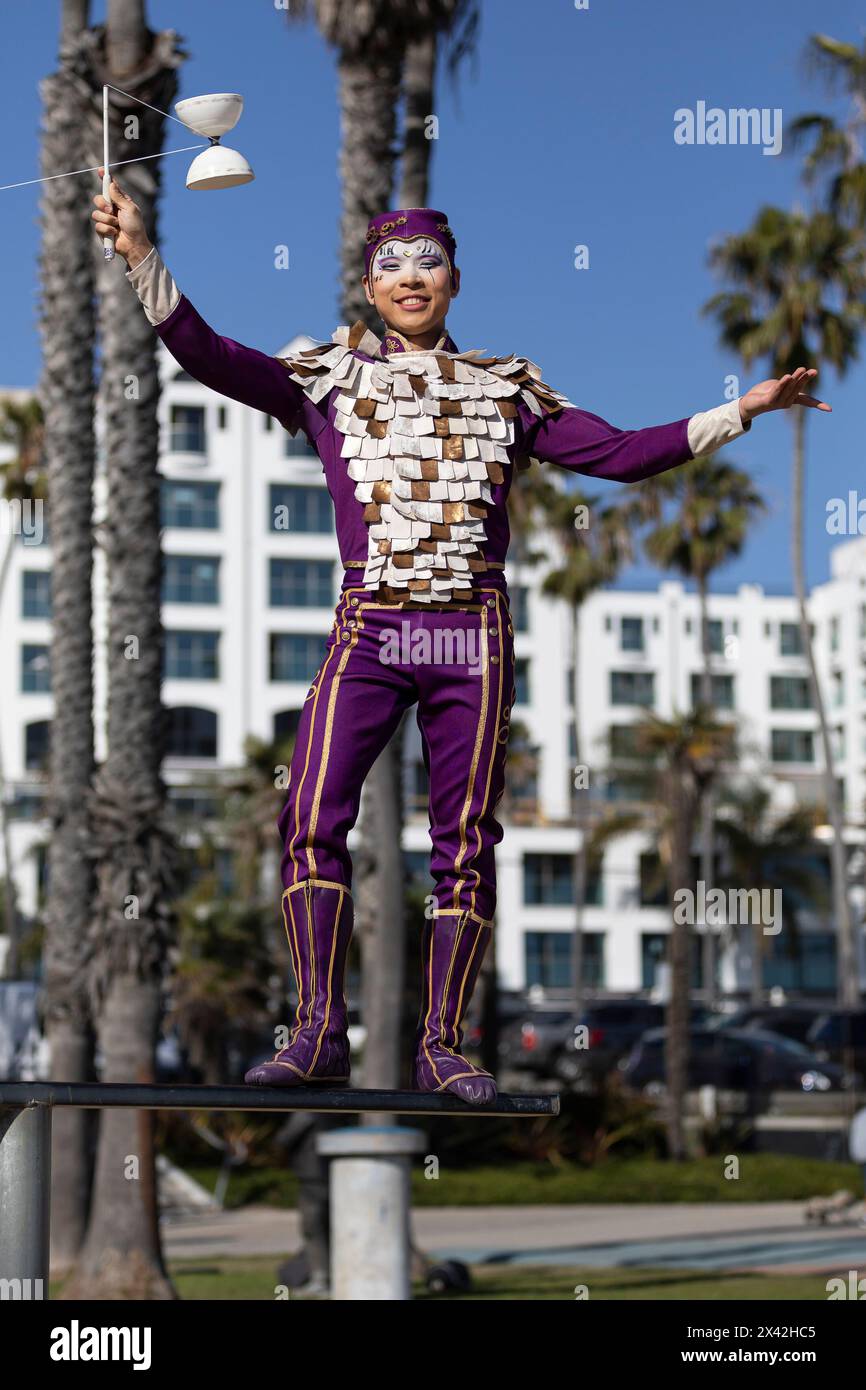 Santa Monica, USA. 29th Apr, 2024. Cirque du Soleil KOOZA performer ...