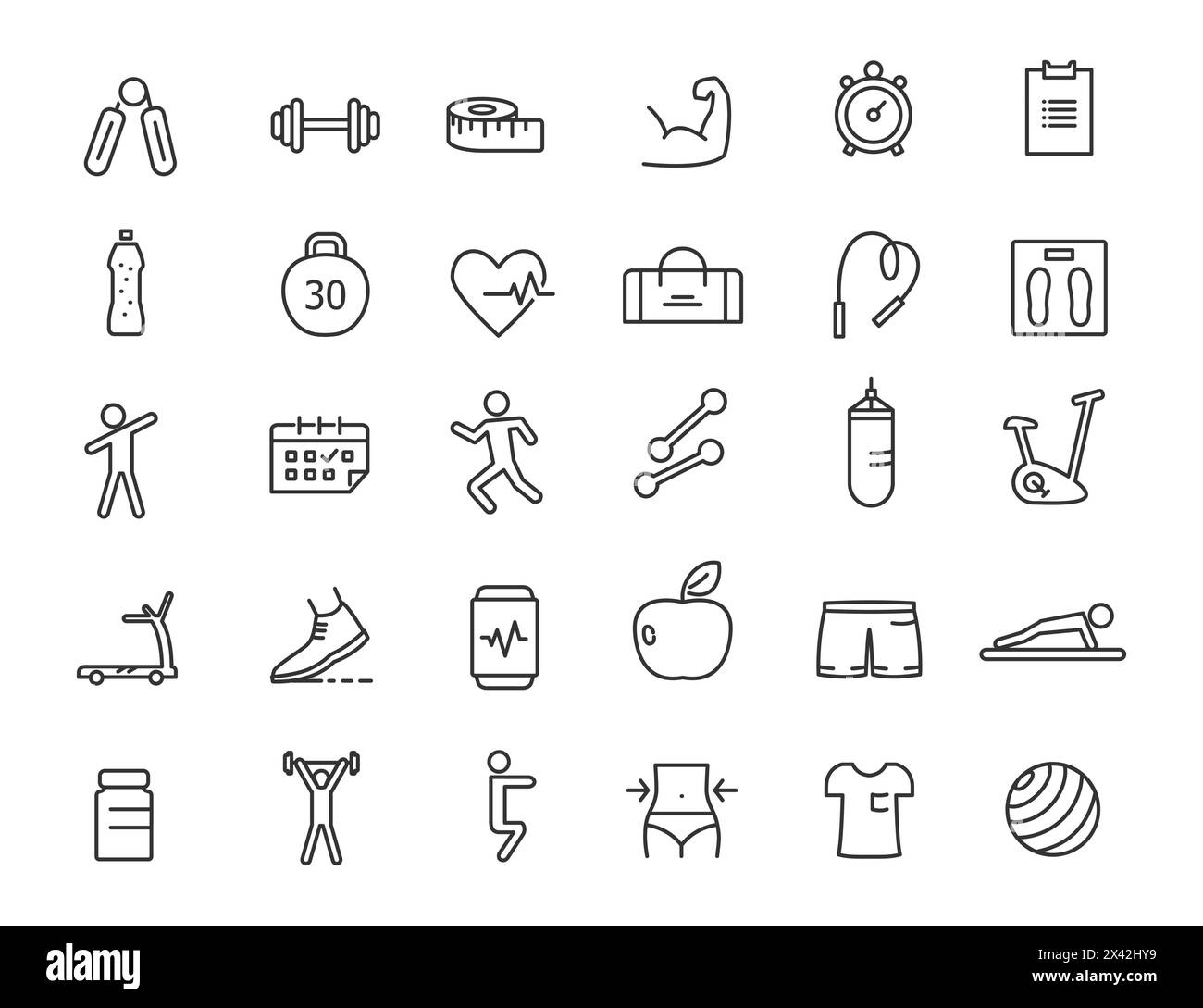 Set of linear fitness icons. GYM icons in simple design. Vector illustration Stock Vector Image ...