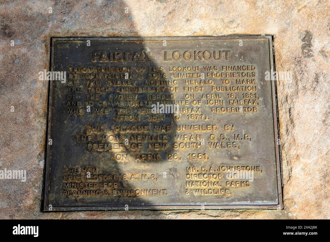 Fairfax lookout plaque hi-res stock photography and images - Alamy