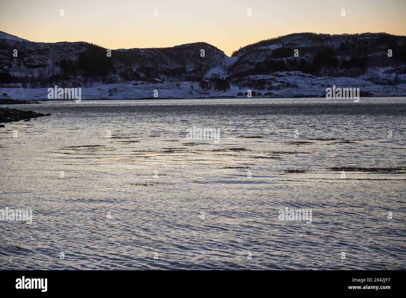 Landscape shot highlighting the rugged mountains and snow-covered ...