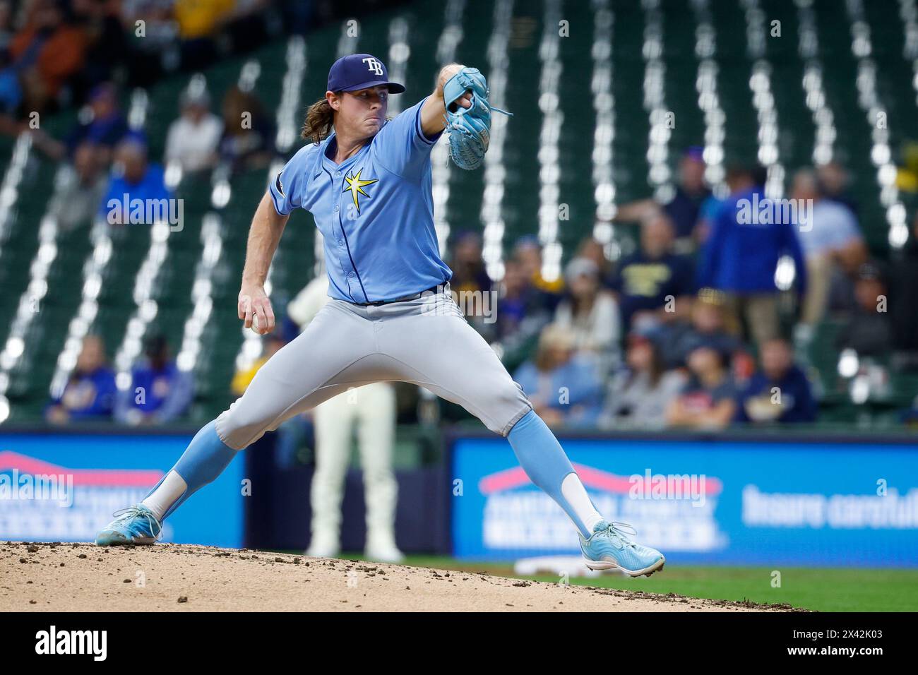 Milwaukee, WI, USA. 29th Apr, 2024. Tampa Bay Rays pitcher Ryan Pepiot ...