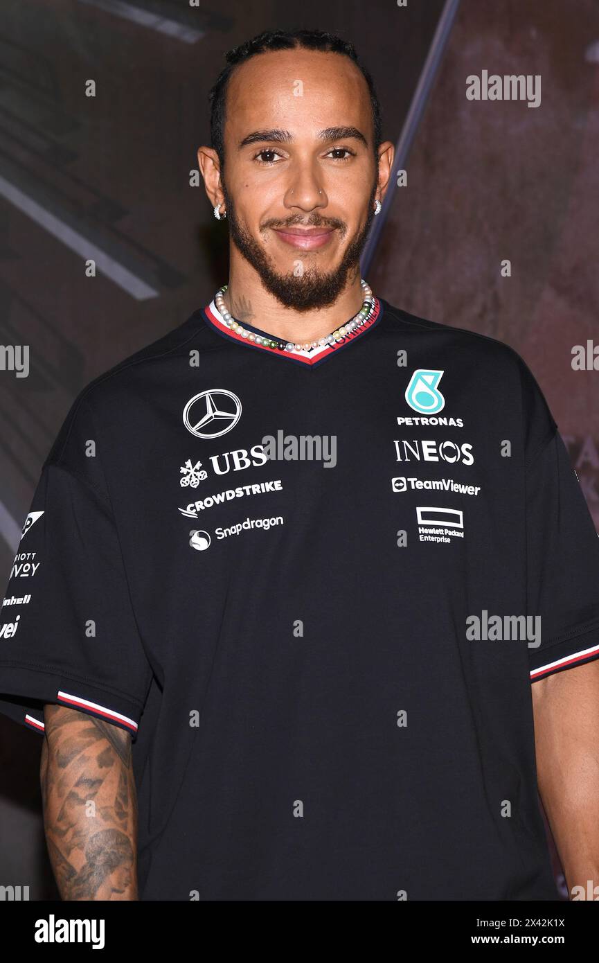 New York, USA. 29th Apr, 2024. Formula 1 driver Lewis Hamilton attends ...