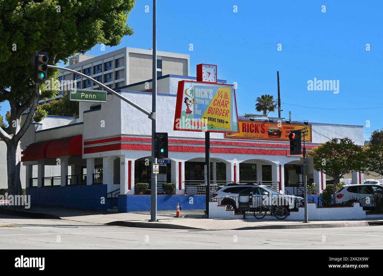 WHITTIER, CALIFORNIA - 28 APR 2024: Ricks Drive In 'n Out , fast food ...