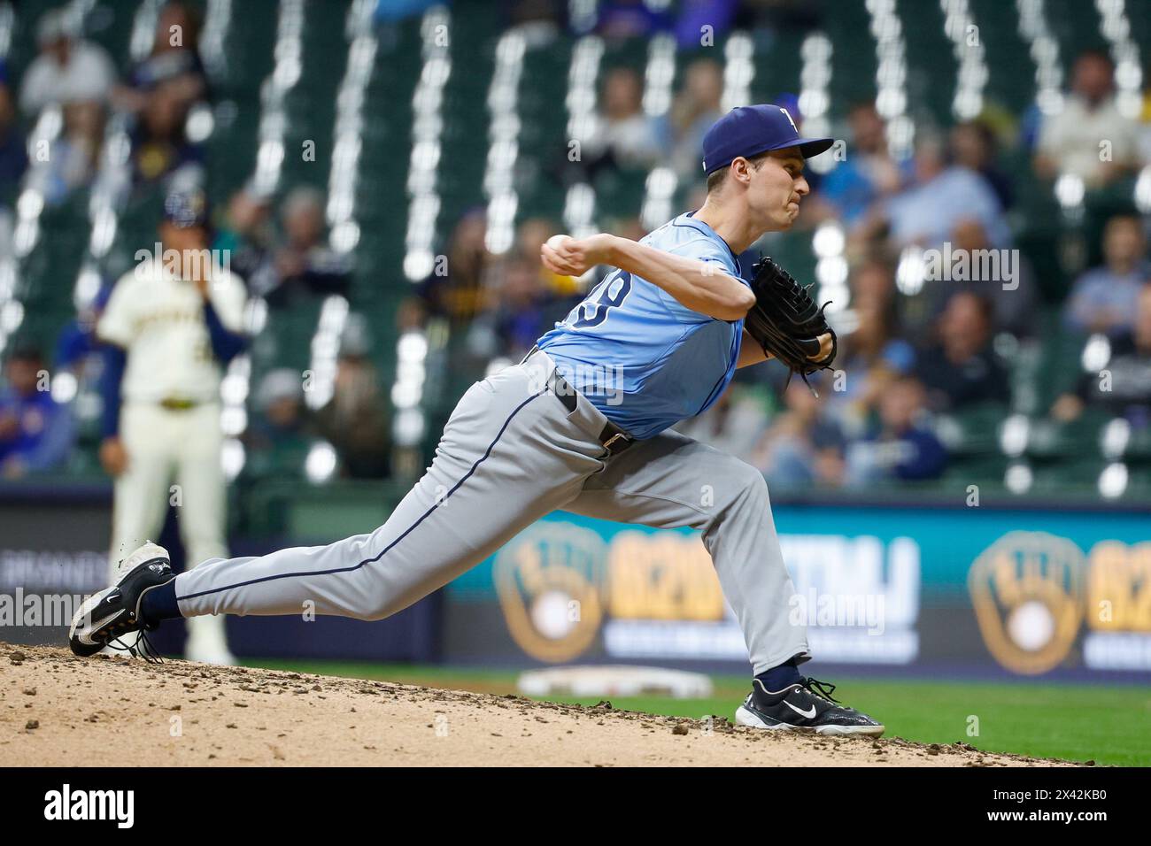 Milwaukee, WI, USA. 29th Apr, 2024. Tampa Bay Rays pitcher Kevin Kelly ...