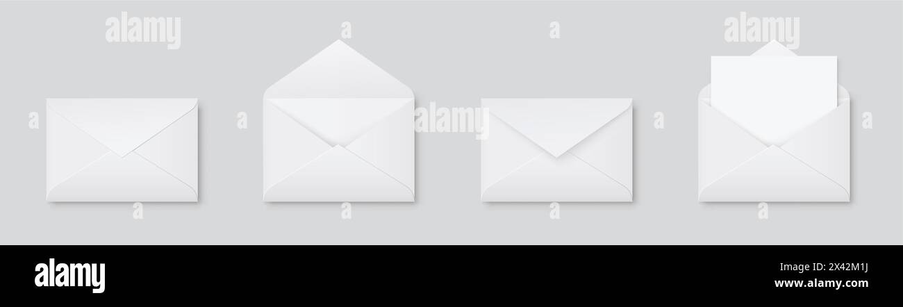 Realistic blank white letter paper C5 or C6 envelope front view. A6 C6 ...