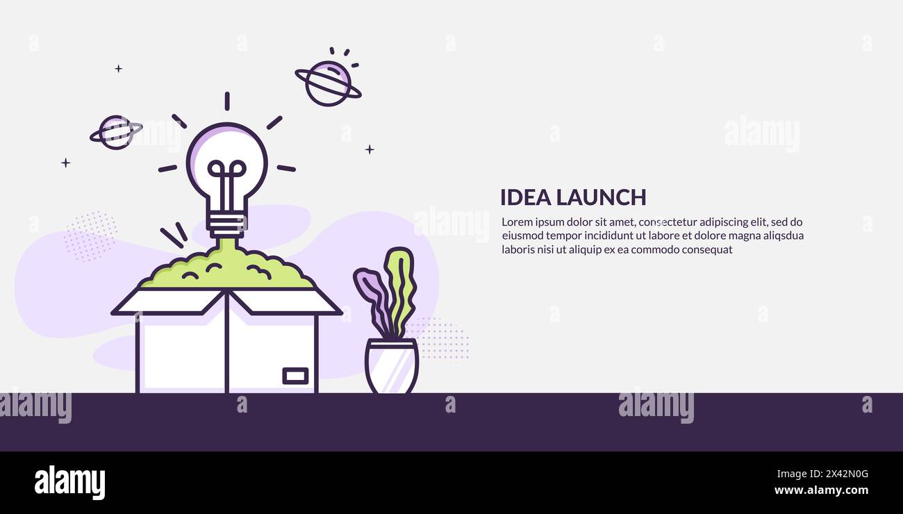 Light bulb launching out from the box on clean background, start up ...