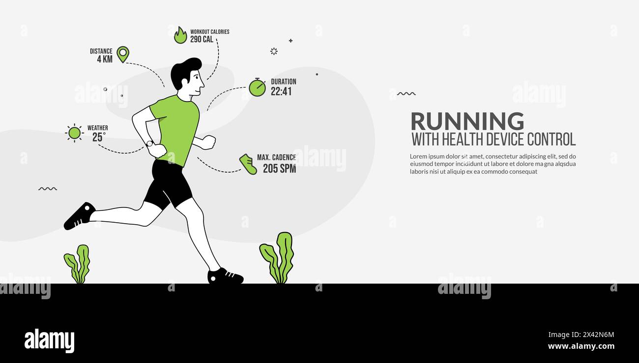 Sport running man with smart watch on his hand, Health device tracking ...