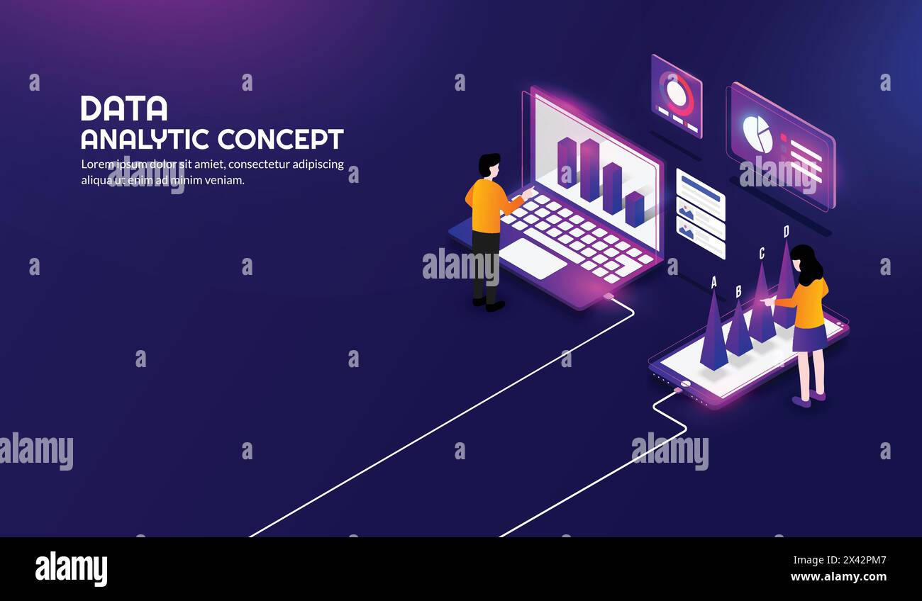 Isometric data analytic concept background Stock Vector Image & Art - Alamy