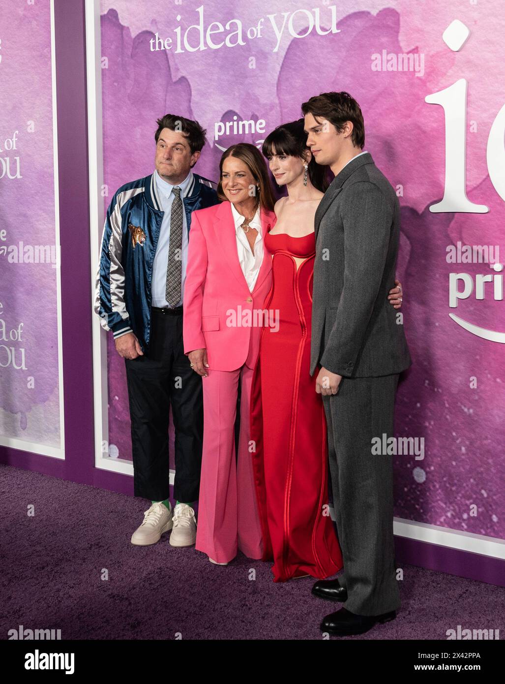 Michael Showalter, Cathy Schulman, Anne Hathaway and Nicholas Galitzine ...