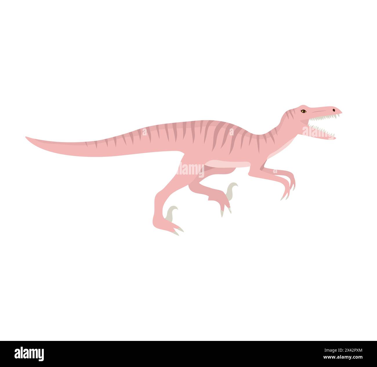 Vector hand drawn flat pink velociraptor dinosaur isolated on white ...