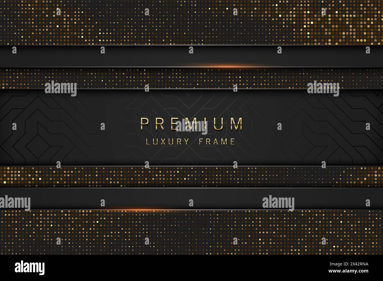 Vector black and gold abstract headline luxury frame. Sparkling sequins ...