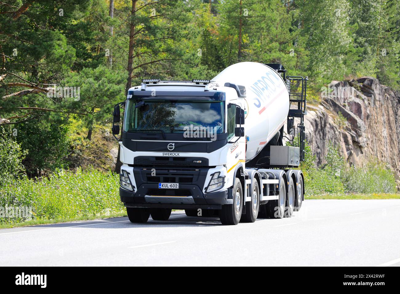 Volvo FMX concrete mixer truck of Swerock Oy, the largest supplier of ...
