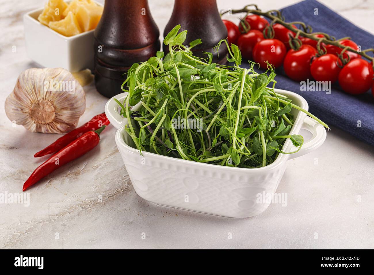 Micro green plants for cooking on the bowl Stock Photo - Alamy
