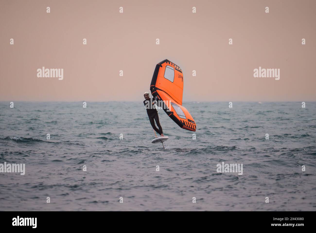 Wing Surfing or WingFoiling During a Windy Day Stock Photo - Alamy