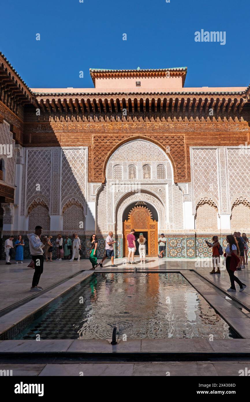 Marrakesh, Morocco, 16 November, 2024, Beautiful decor in Medersa Ben ...