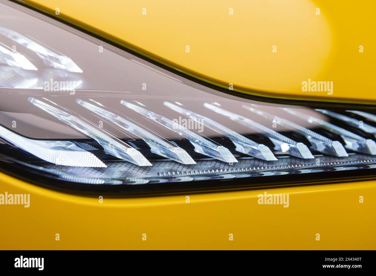 Close up view of modern car LED headlight Stock Photo - Alamy