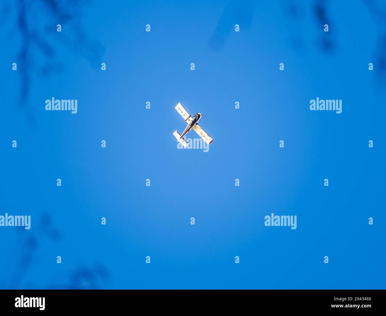 Small ultralight airplane with overhead wing and single propeller ...