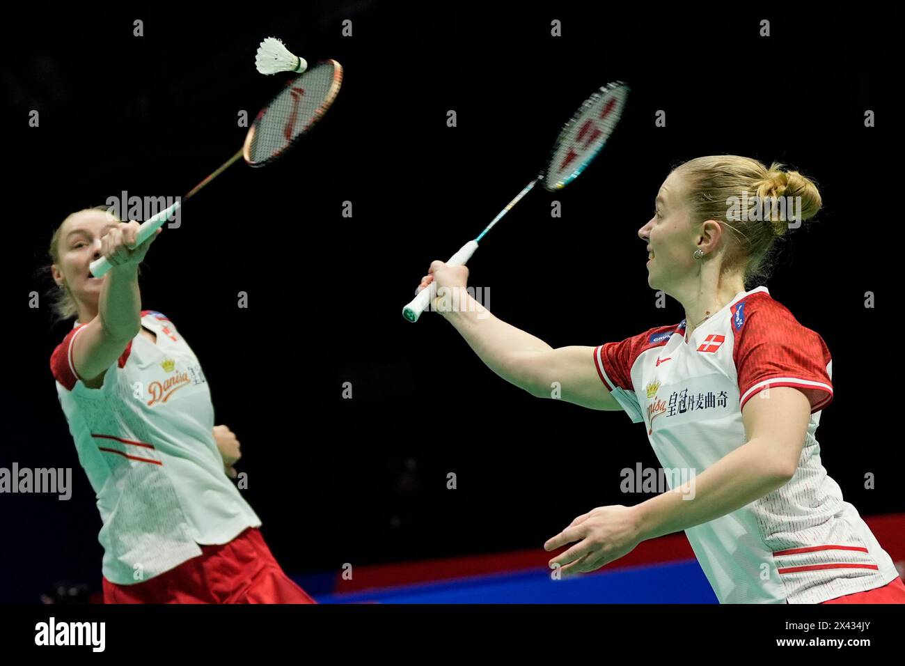 Denmark's Alexandra Boje and Amalie Magelund return a shot from South ...