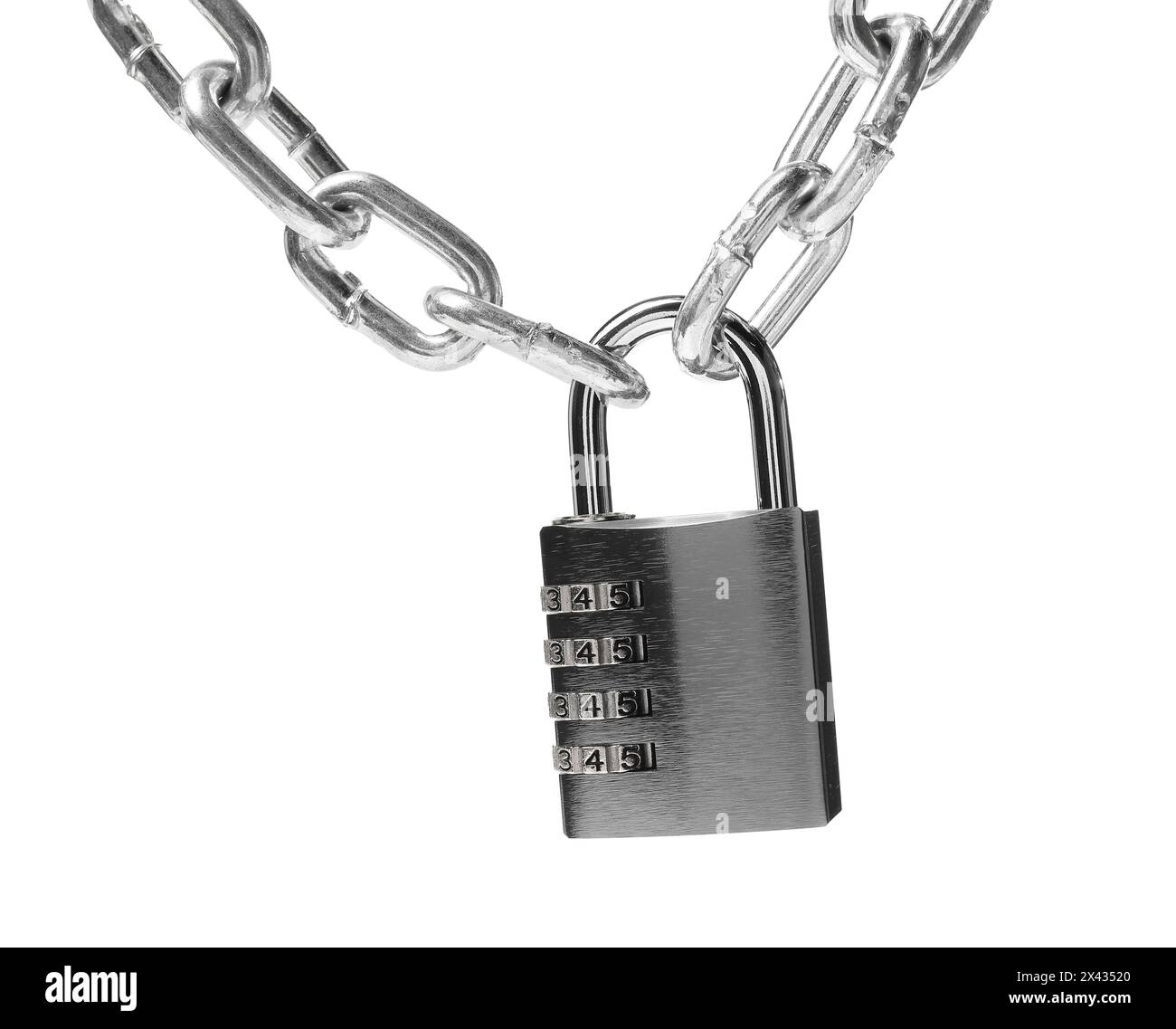Steel combination padlock and chain isolated on white Stock Photo - Alamy