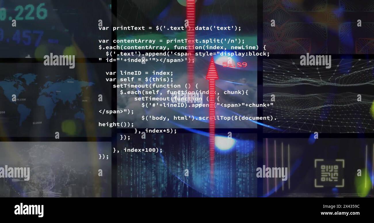 Image of arrows and financial data processing over screens Stock Photo ...