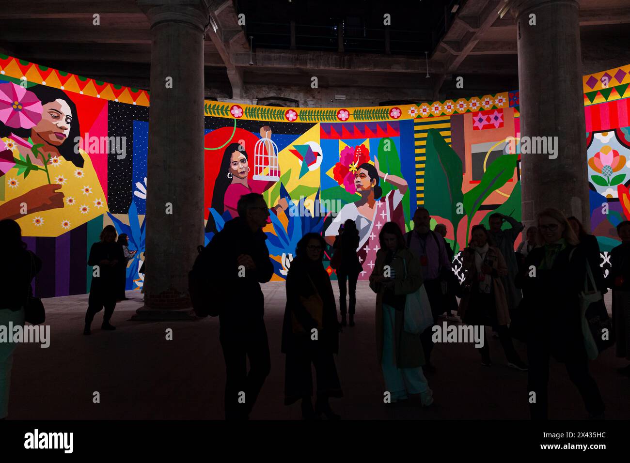 Venice, Italy - April 17, 2024: Murales by Aravani Art Project, titled ...