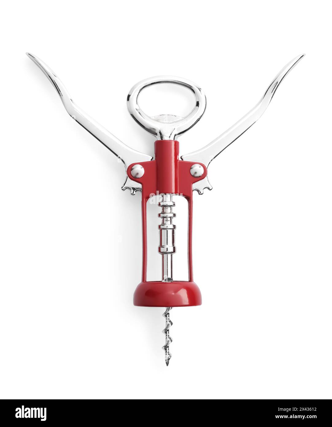 One wing corkscrew isolated on white, top view Stock Photo - Alamy