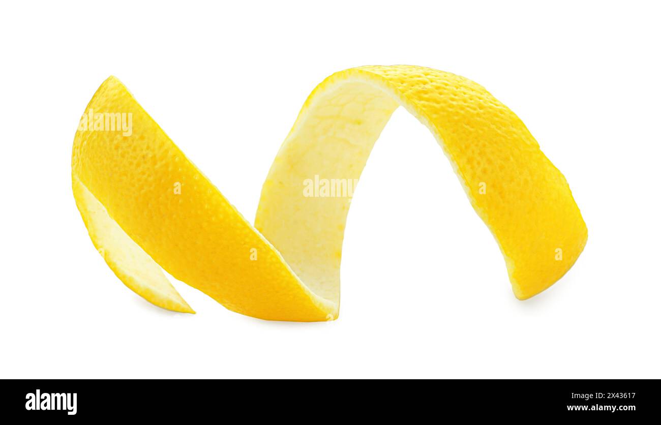 One fresh lemon peel isolated on white Stock Photo - Alamy