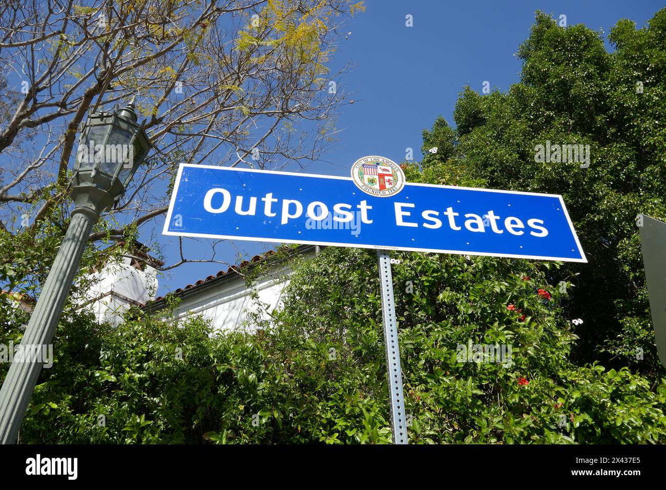 Los Angeles, California, USA 29th April 2024 Outpost Estates Sign on ...