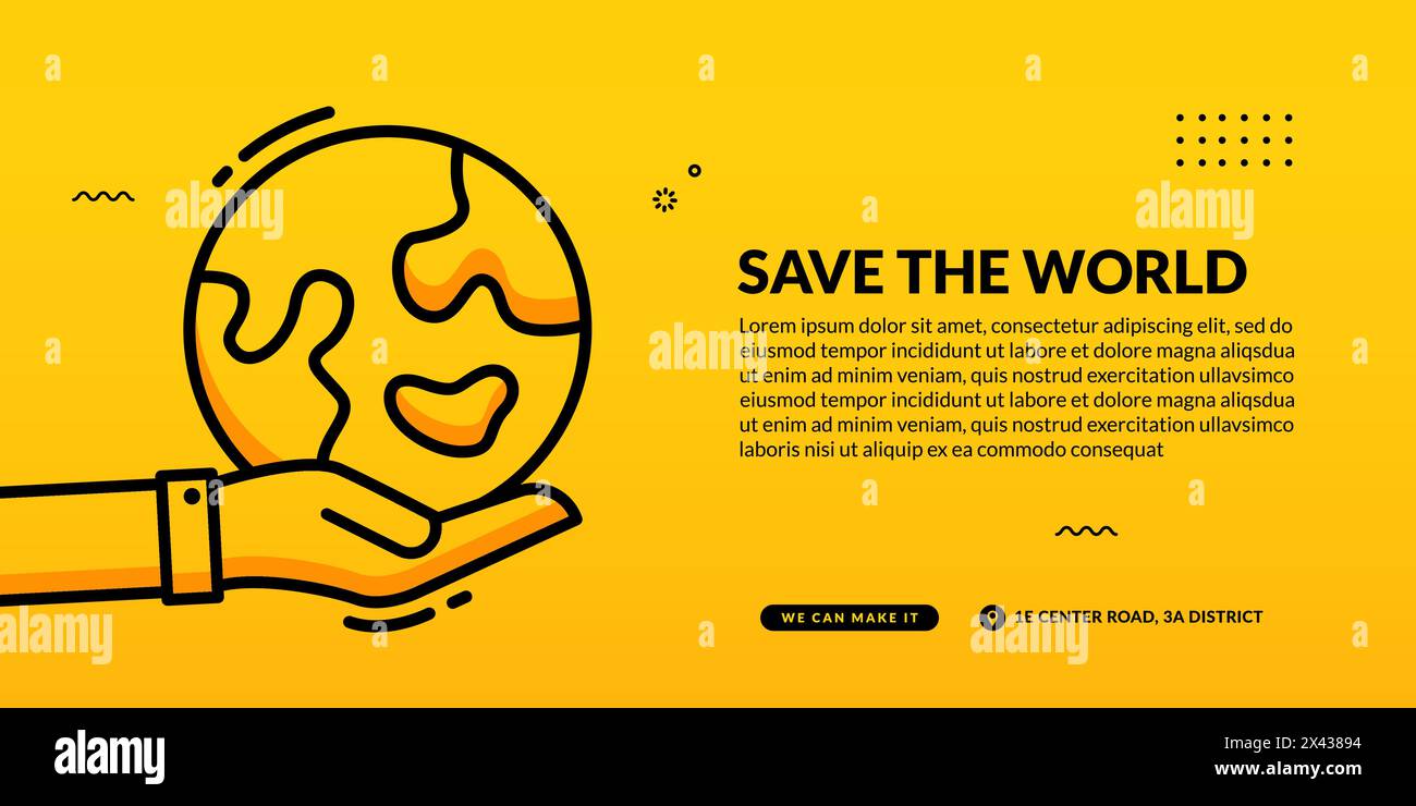Hand hold earth on yellow background, Save the world social media cover ...