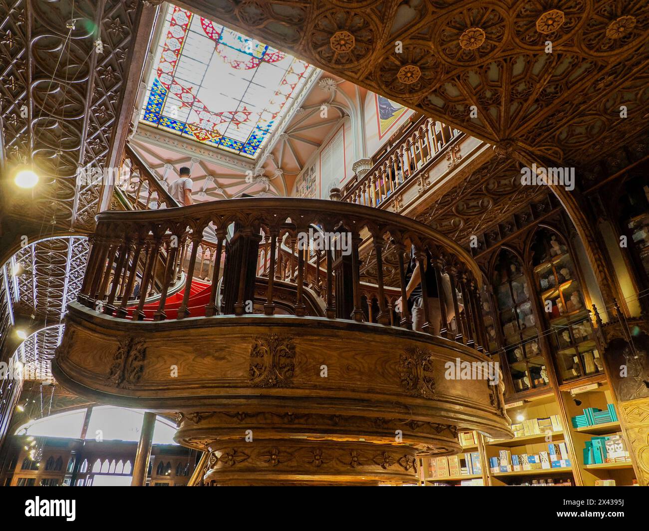 PORTO, PORTUGAL - APRIL 21 2024 Interior view of Lello bookstore in ...