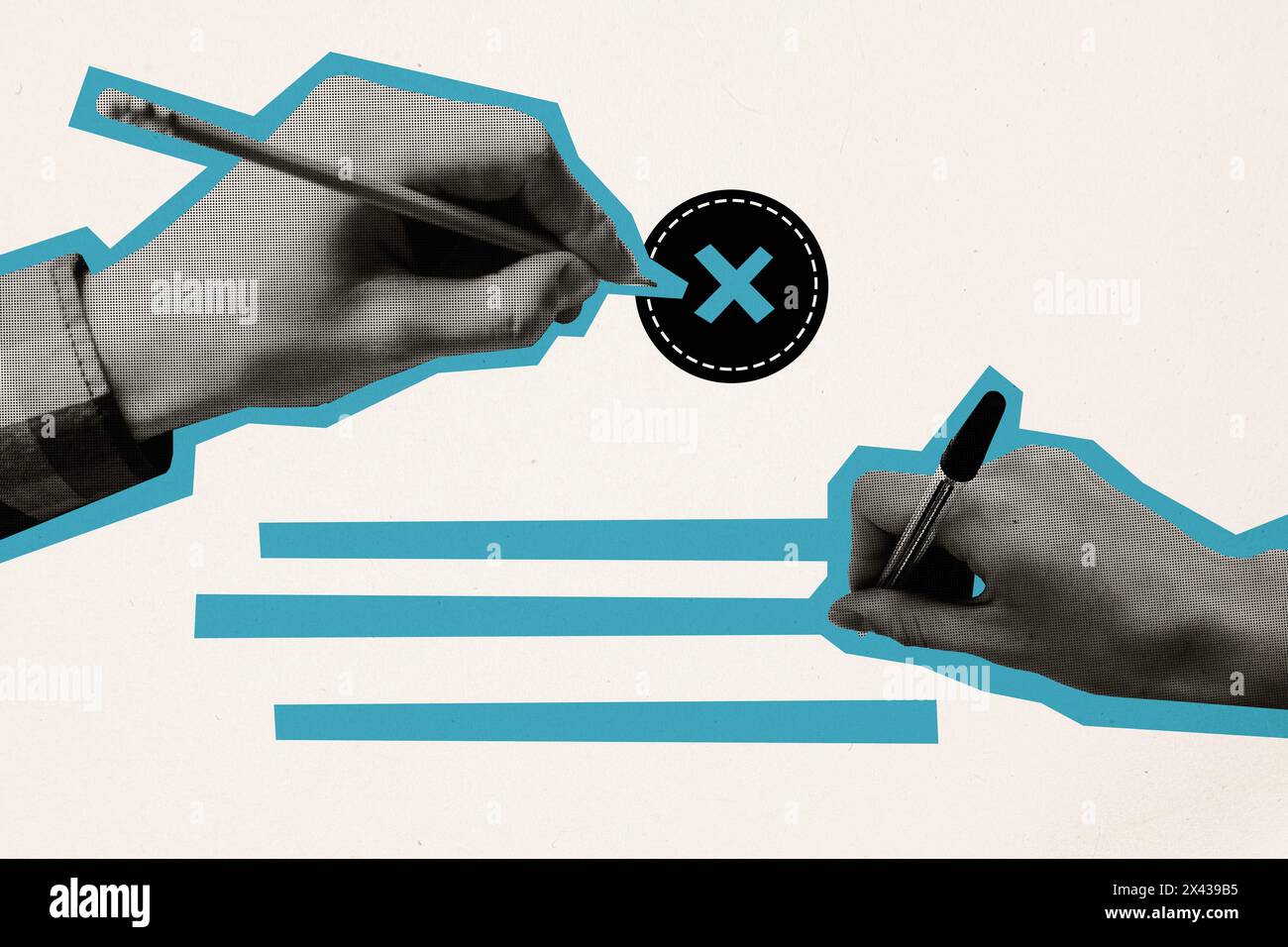 Sketch image composite trend artwork photo collage of two hands arms ...