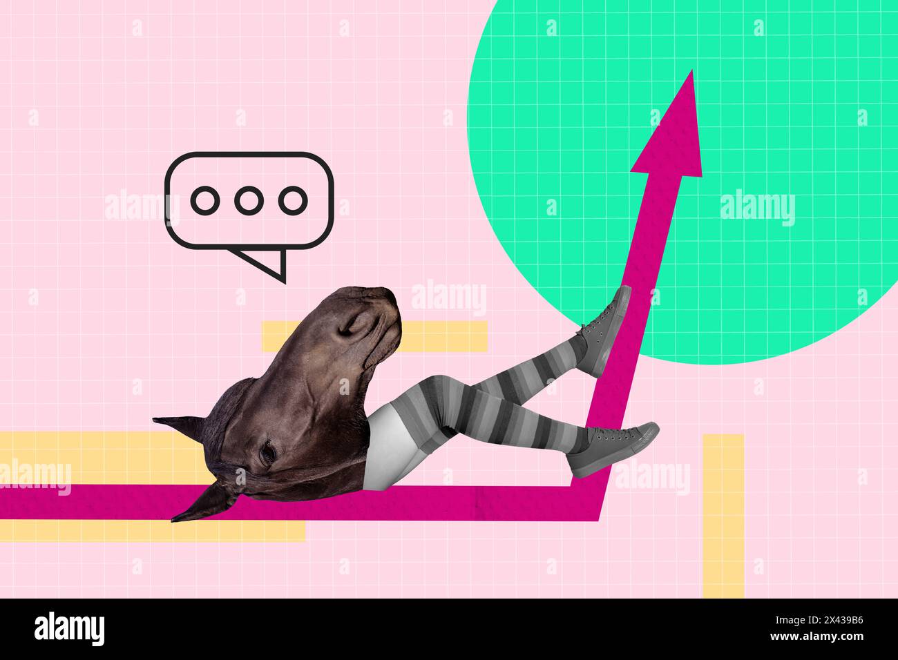 Composite artwork 3D collage of stats graphics lazy bored young person ...