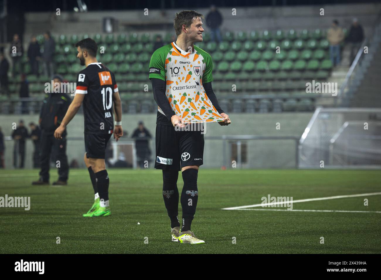 Baden, Switzerland, April 23rd 2024: Marco Thaler (Aarau) celebrates at ...