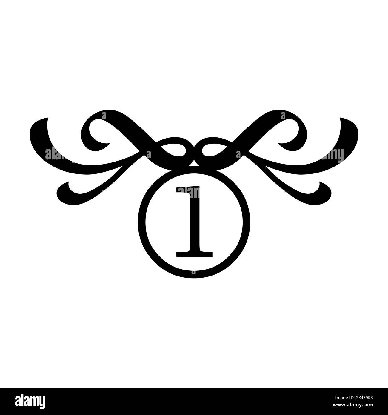 Number one medal icon. First place vector symbol. Black and white award ...