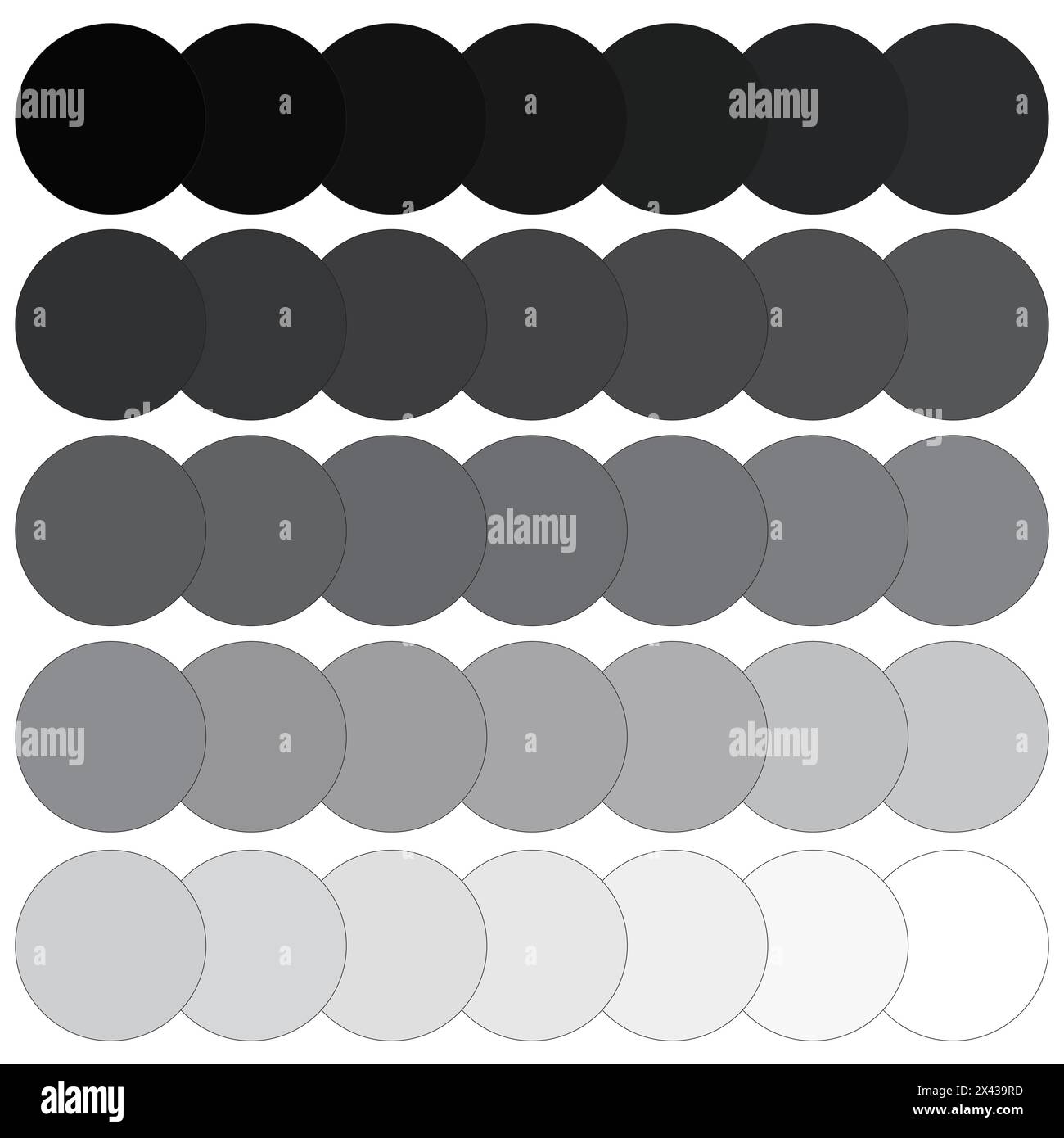 Monochrome gradient circles. Vector grayscale palette. Shades of gray design swatch Stock Vector ...