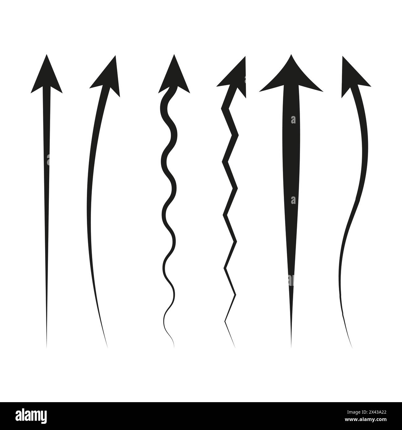 Assorted arrows set. Vector collection. Curved zigzag lines. Direction indicators Stock Vector ...