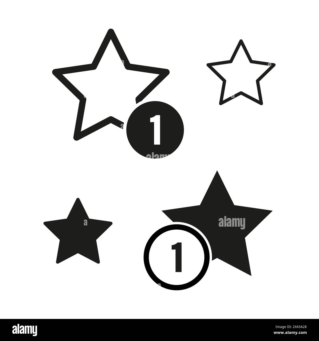 Vector favorite ranking stars set. Number one badge icons. First place star symbols Stock Vector ...