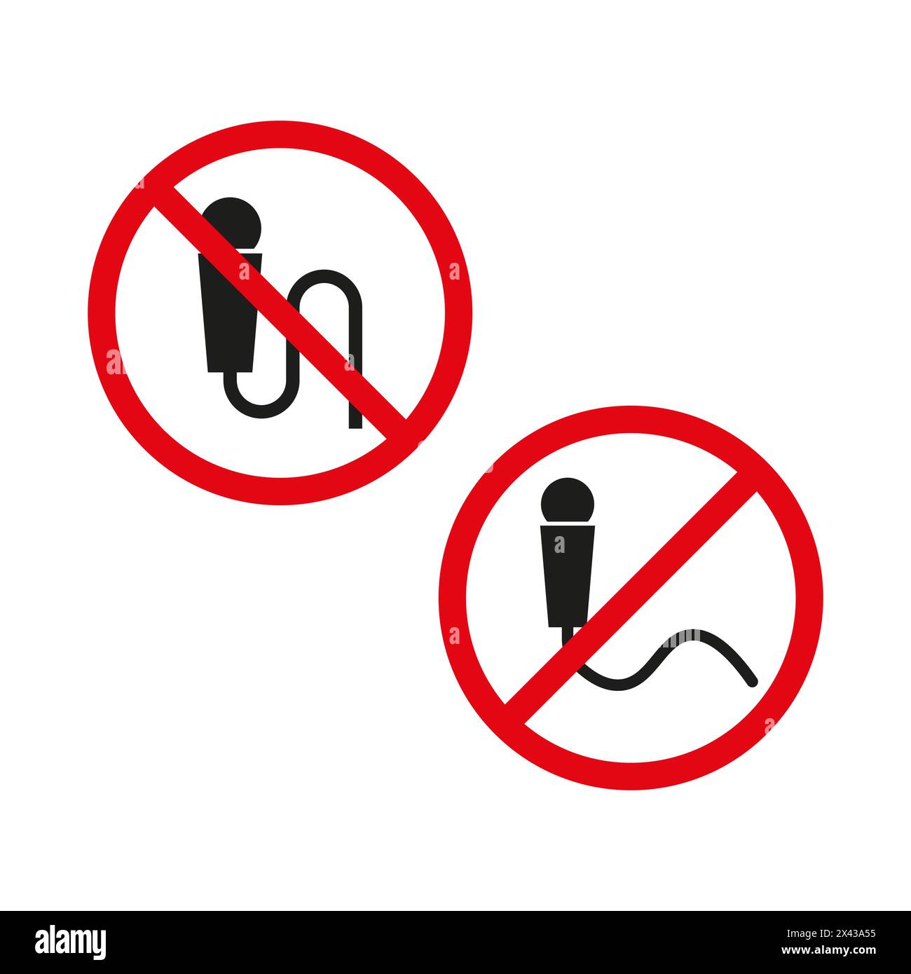 No singing or microphones allowed. Vector prohibition signs. Silence required symbol Stock ...