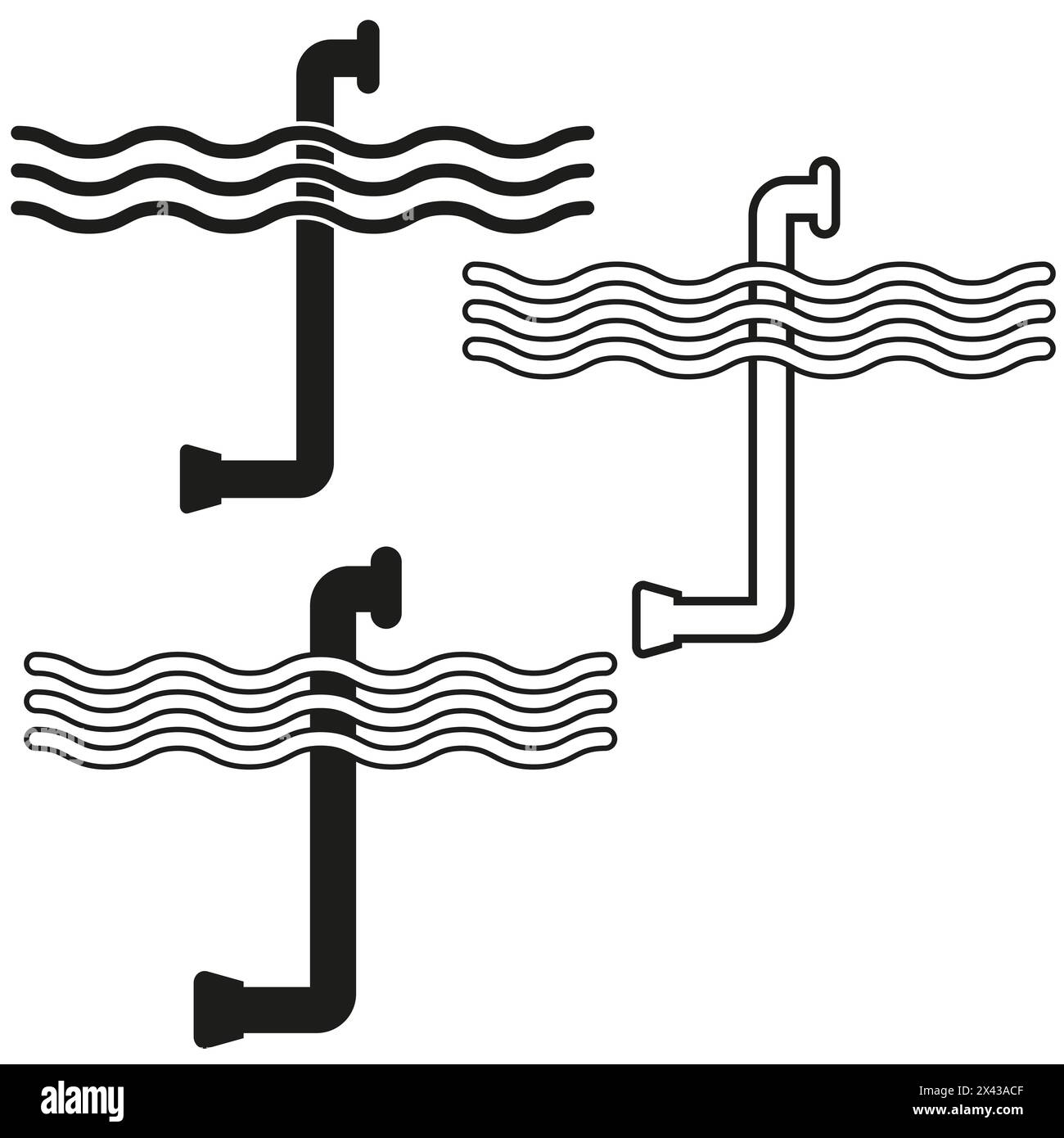 Water pipe system Vector illustration. Wavy lines flow. Plumbing concept. Connected pipes Stock ...
