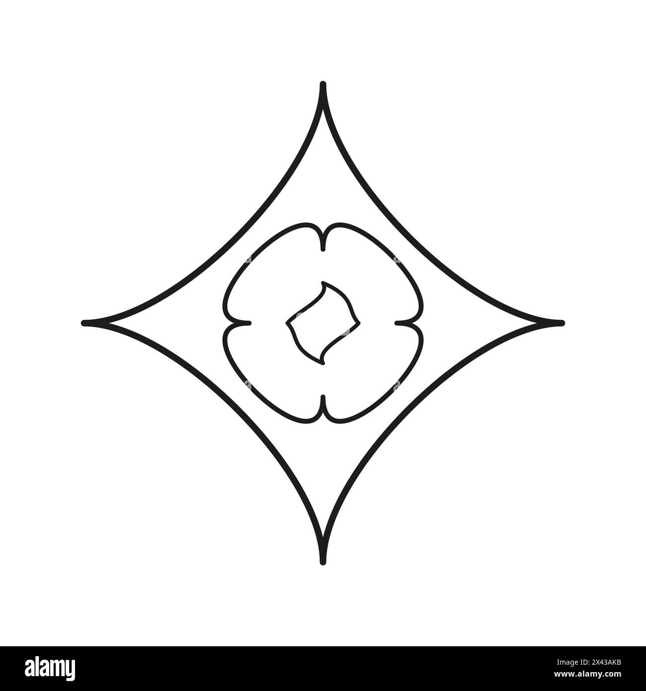 Decorative floral element. Vector ornamental design. Symmetrical flower ...