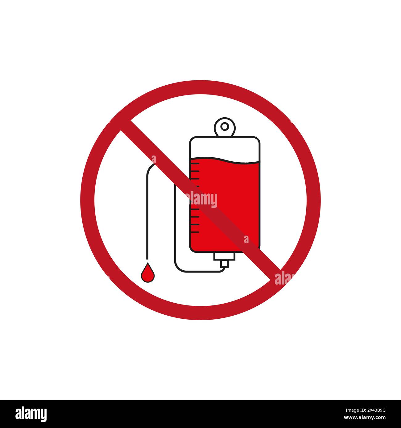 No blood transfusion Vector sign. Prohibited IV drip symbol. Healthcare ...