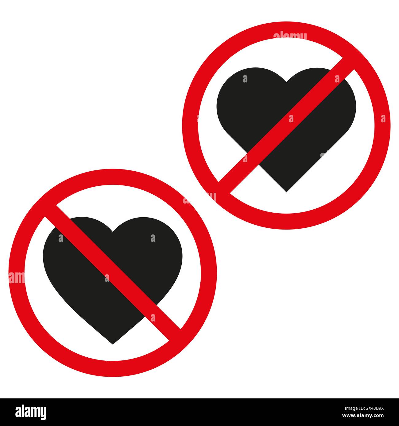 No love sign. Prohibition symbol Vector. Heart icon forbidden Stock ...