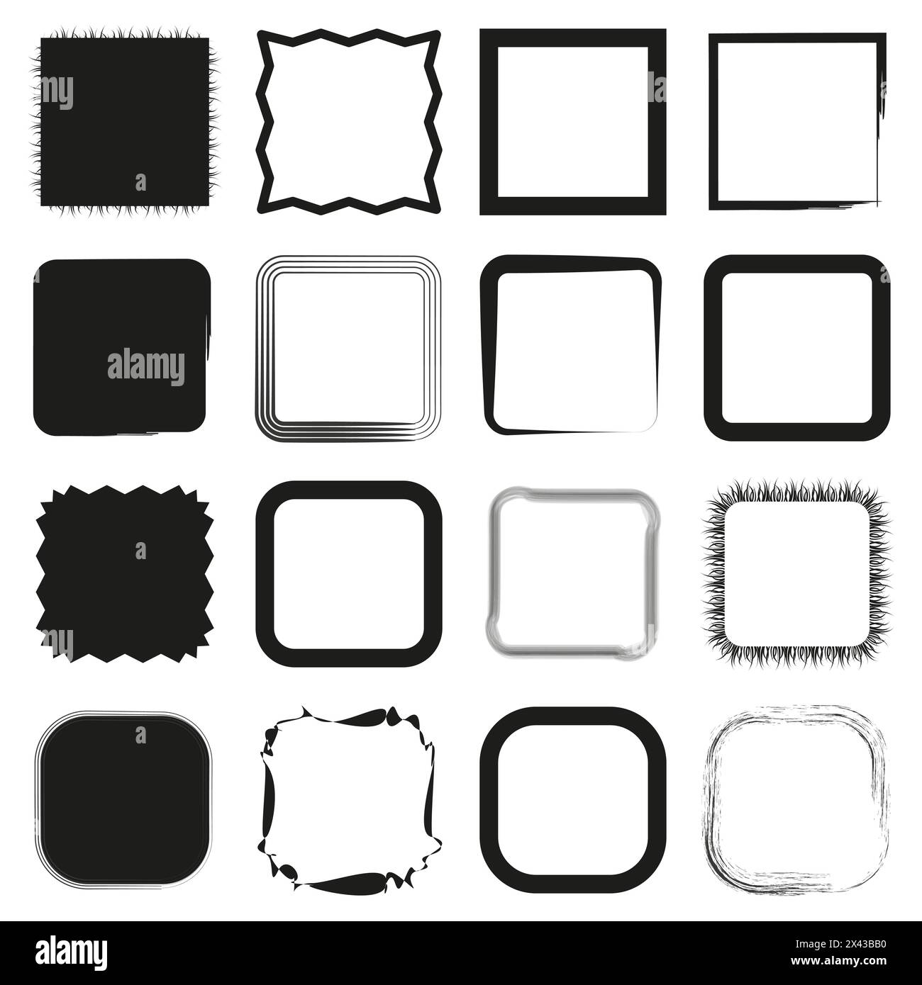 Assorted square frames collection. Variety of borders set. Geometric ...
